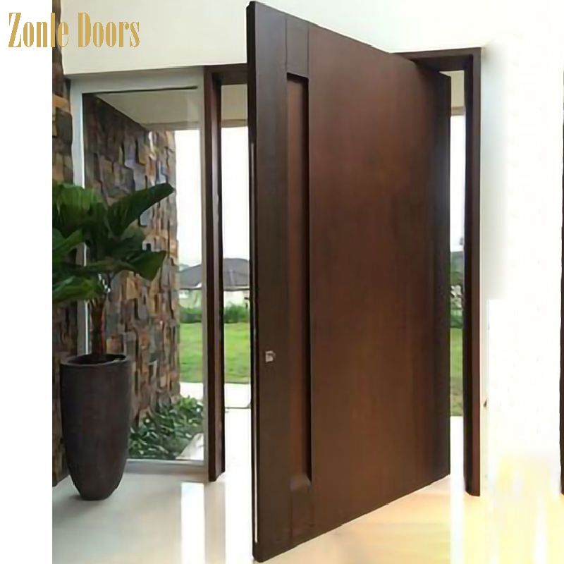 Luxury Exterior Front Door Wood Timber Pivot Doors Solid Core Wooden Door