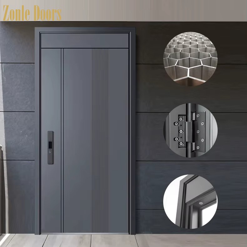 Porte d'entrée de sécurité en aluminium, design minimaliste moderne ...