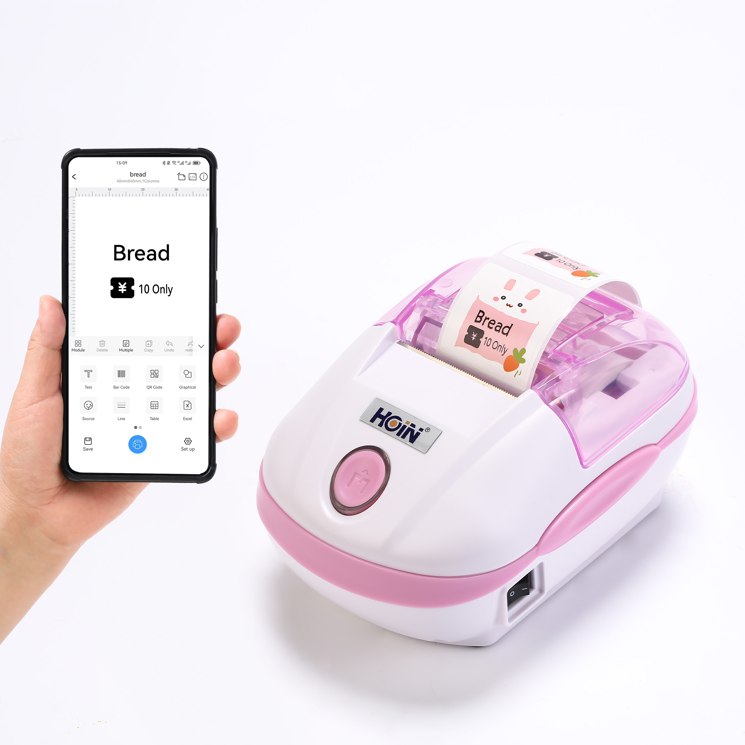 2 Inch Mini Desktop 2 in 1 Thermal Receipt&label Printer | HOIN