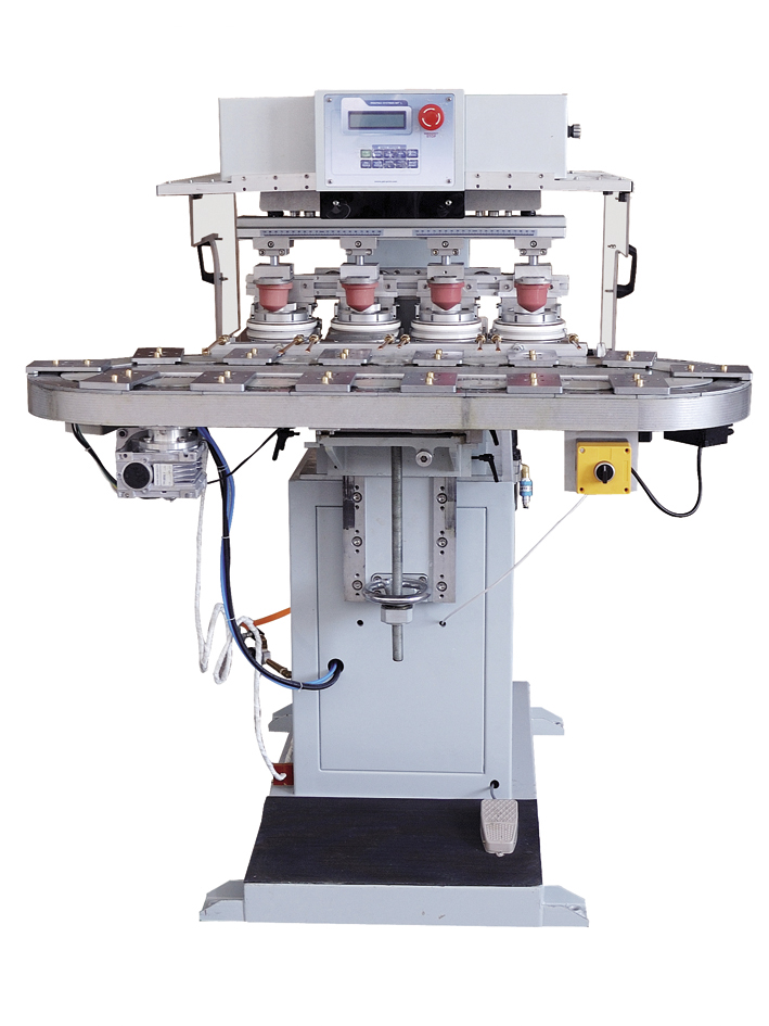 175-90C4 Four Color Pad Printer with Conveyor | APM PRINT
