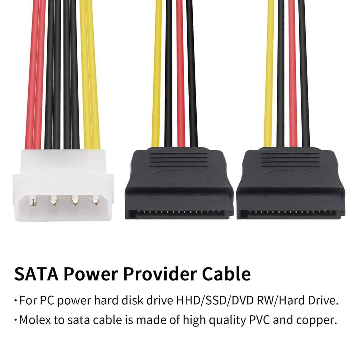 4 Pin Male LP4 5.25" to SATA Dual 15 Pin Female Power Cable