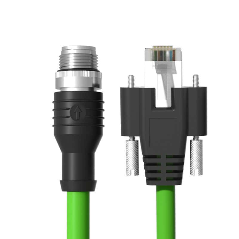 RJ45 Locking Screw to M12 8Pin a Code Gigabit Ethernet Cable