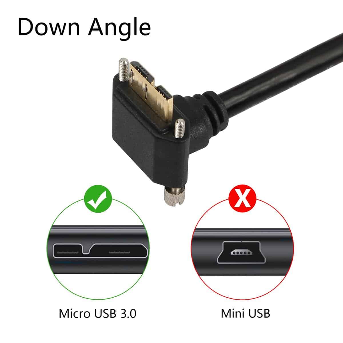 Panel Mount Up Down Angle Micro USB 3.0 to USB a Male Cable