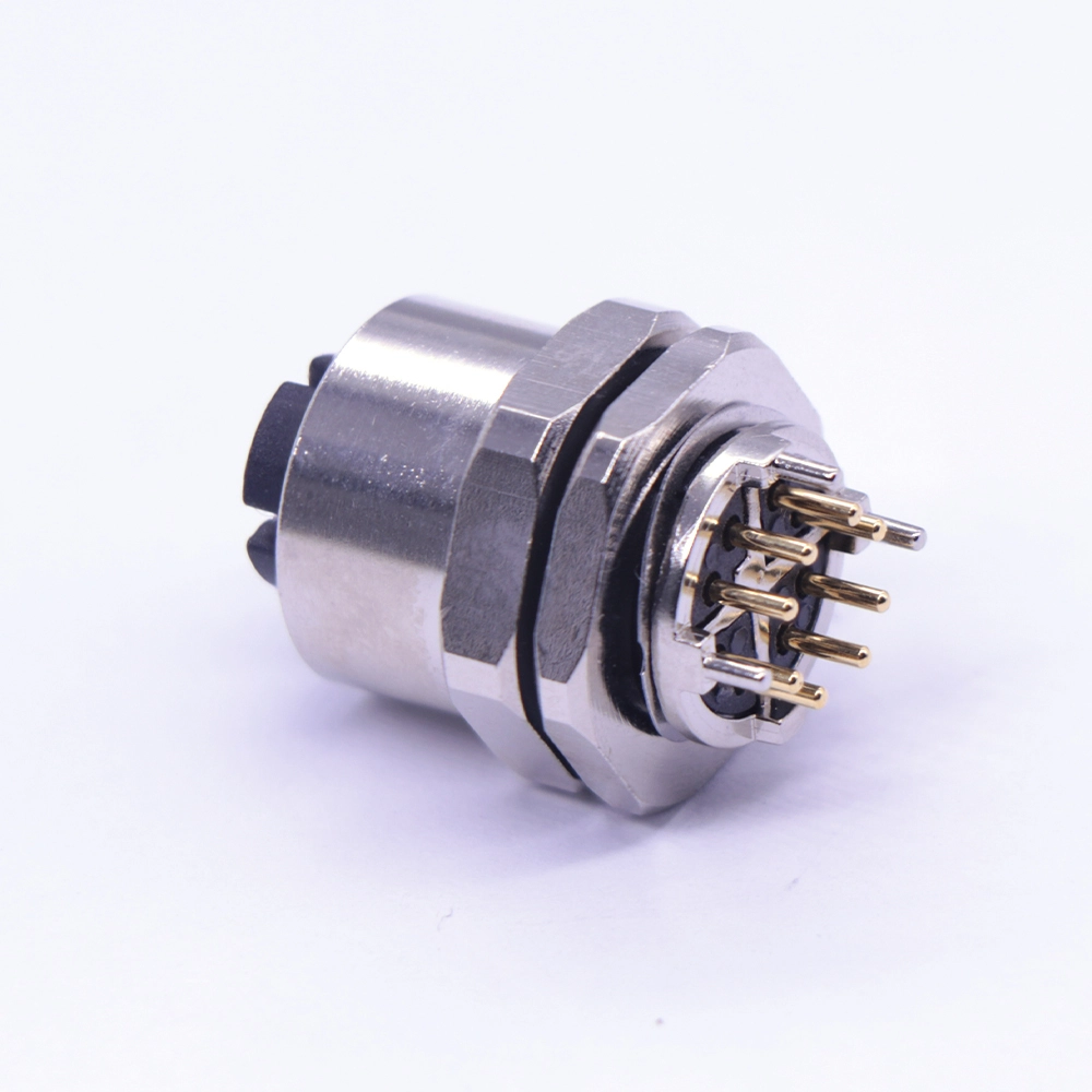 M12H9-N Plug-in Aviation Socket X Coding 8-pin Ethernet CAT6A (10 Gbps ...