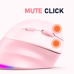 Right-Handed Pink Ergonomic Wireless Mouse - Meetion