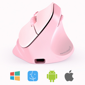 Right-Handed Pink Ergonomic Wireless Mouse - Meetion