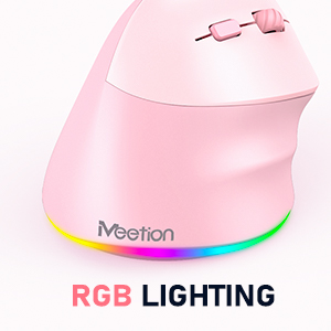 Right-Handed Pink Ergonomic Wireless Mouse - Meetion