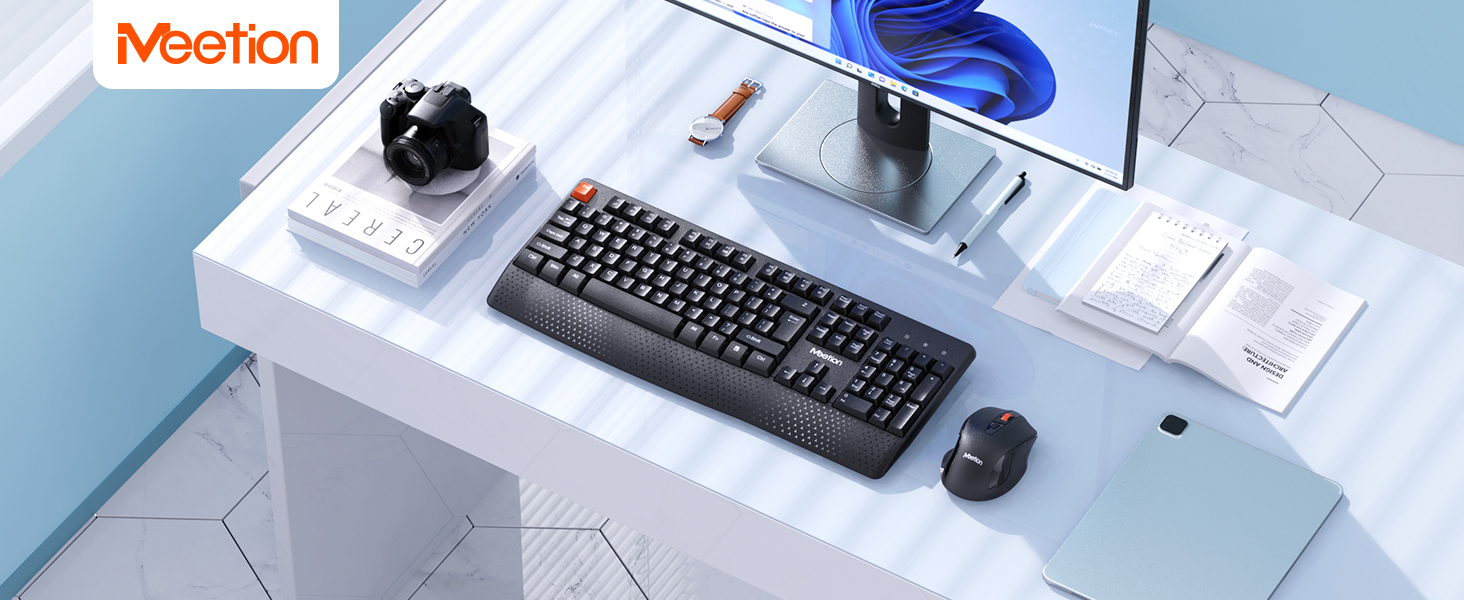 Wireless Ergonomic Keyboard Mouse Combo - Meetion