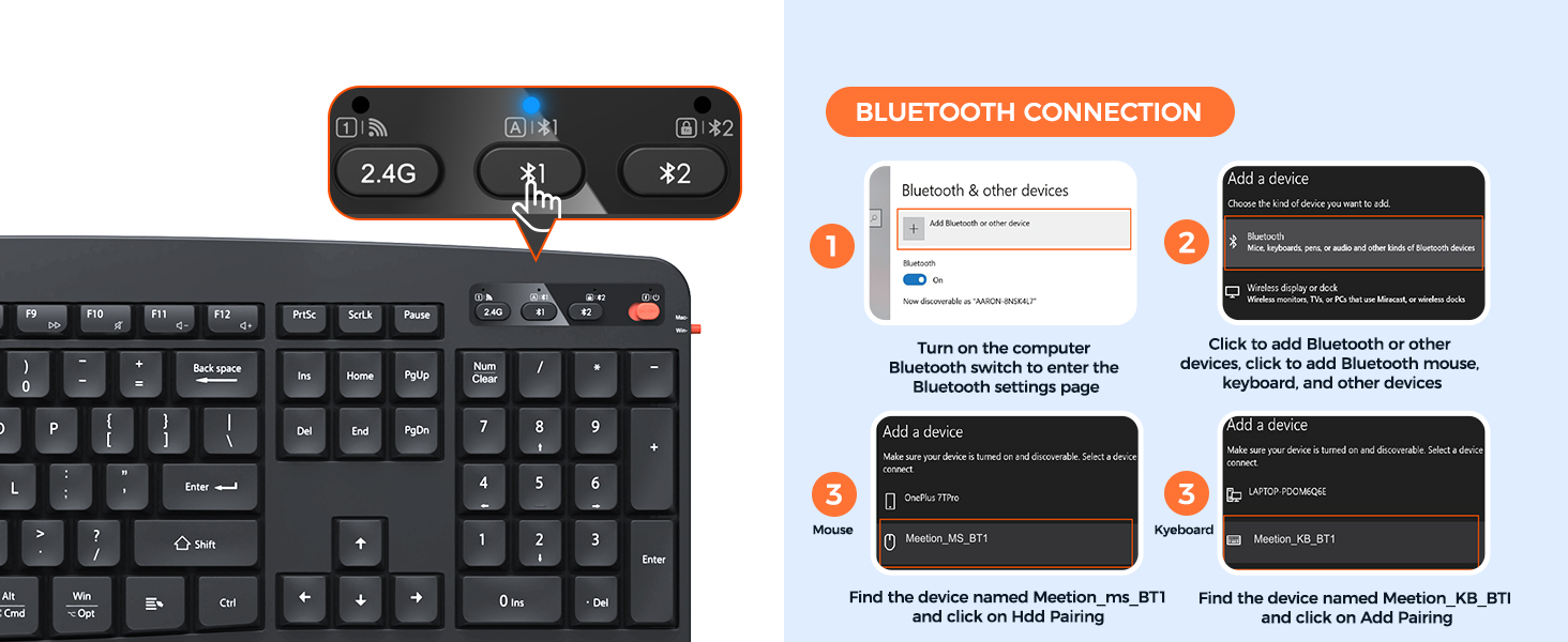 2.4Ghz&Bluetooth Dual Ergonomic - Meetion