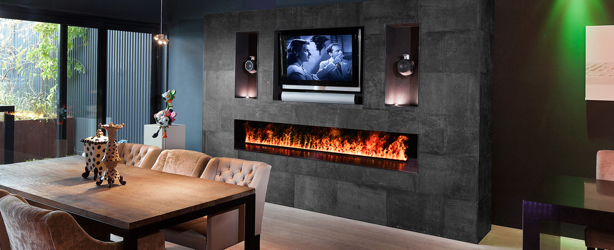 Elegant Indoor Designs With An Opti-Myst Fireplace