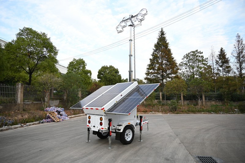 Mobile Solar LED Light Tower Portable Trailer Construction Si - BIGLUX