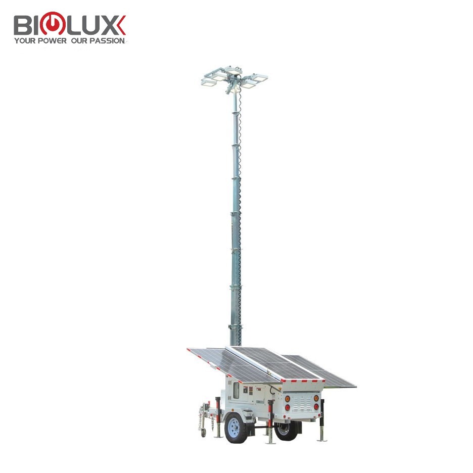 Mobile Solar LED Light Tower Portable Trailer Construction Si - BIGLUX