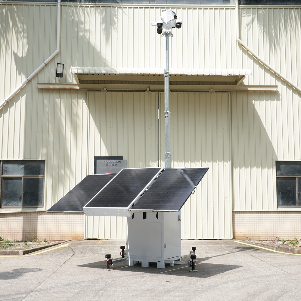 Mobile Security Tower 3*450W Solar Powered Surveillance Tower Qucik ...