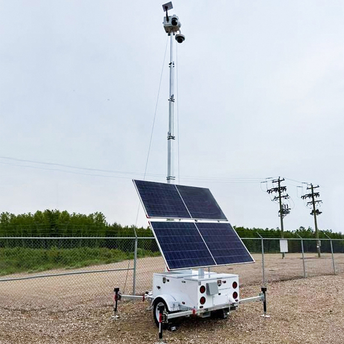 Mobile Solar CCTV Surveillance Tower Trailer with Mini Starlink | BIGLUX