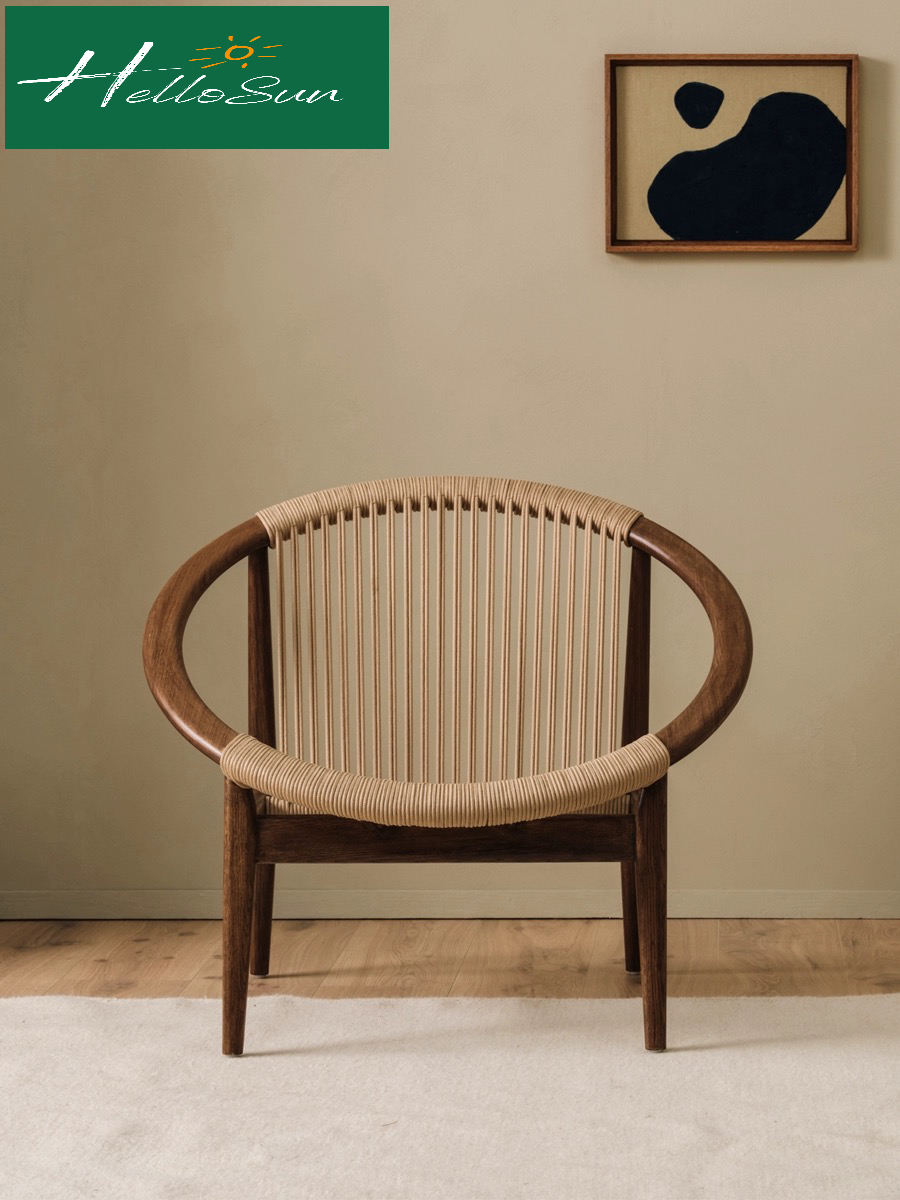 Outdoor Solid Wood Sofa Chair Single Splicing Nordic Leisure Rattan ...