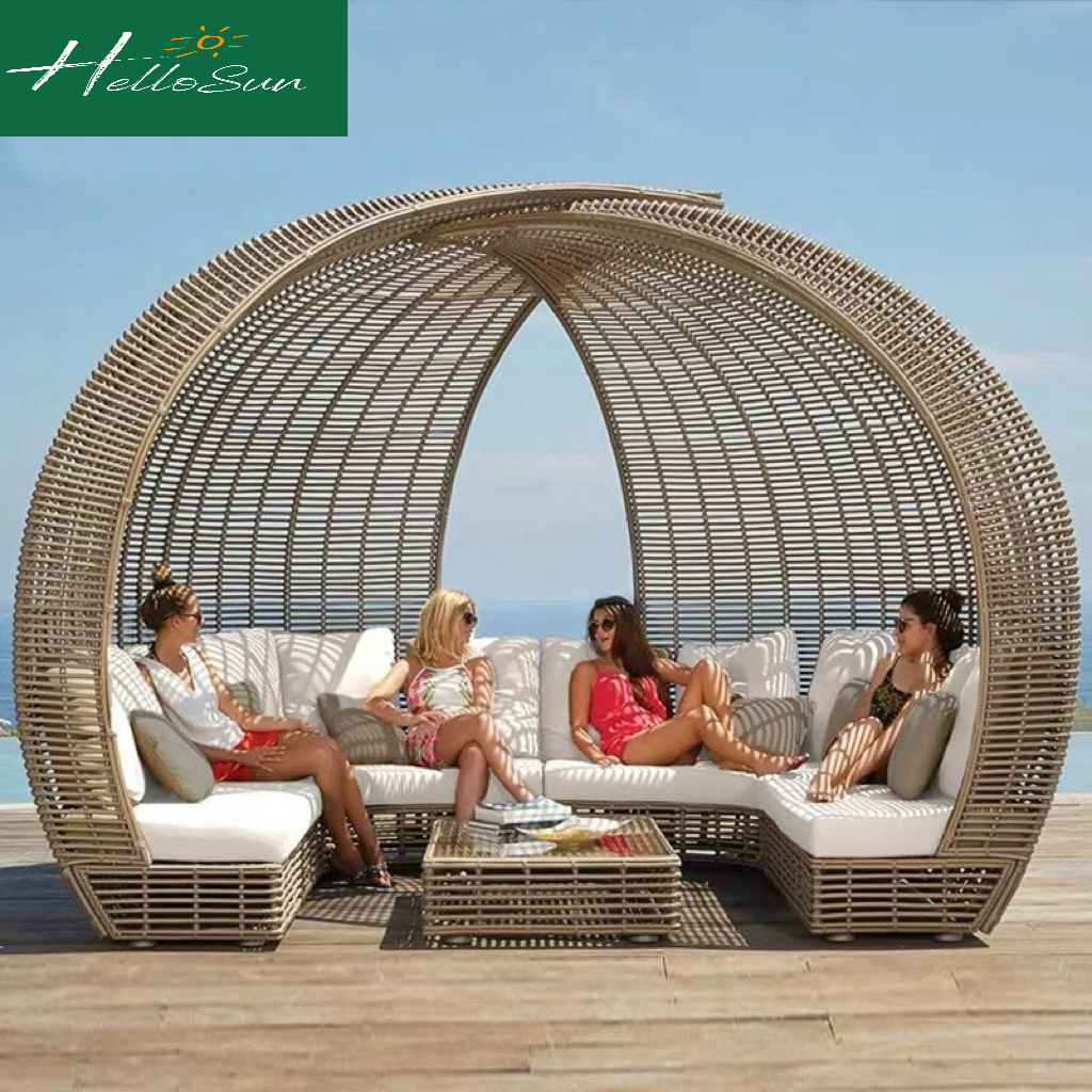 Rattan Woven Bed Outdoor Internet Celebrity Birdcage Rattan Pavilion ...
