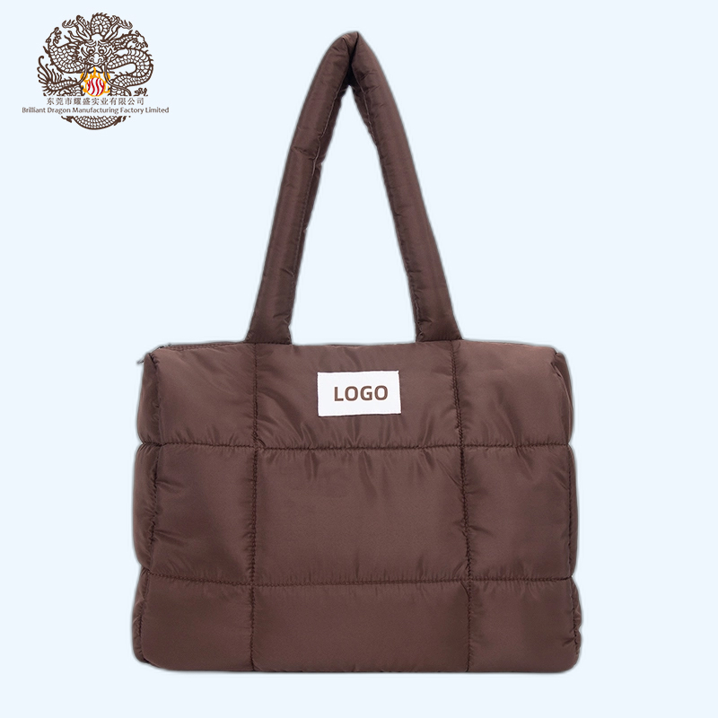 brown minimalist puffer bag