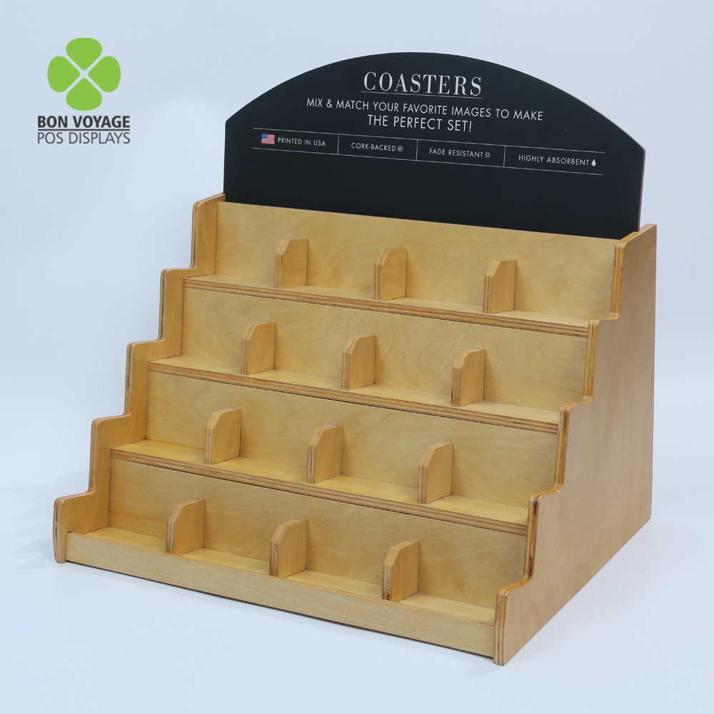 Custom Wood Countertop Poster Card Display Stand Coaster Display Stand