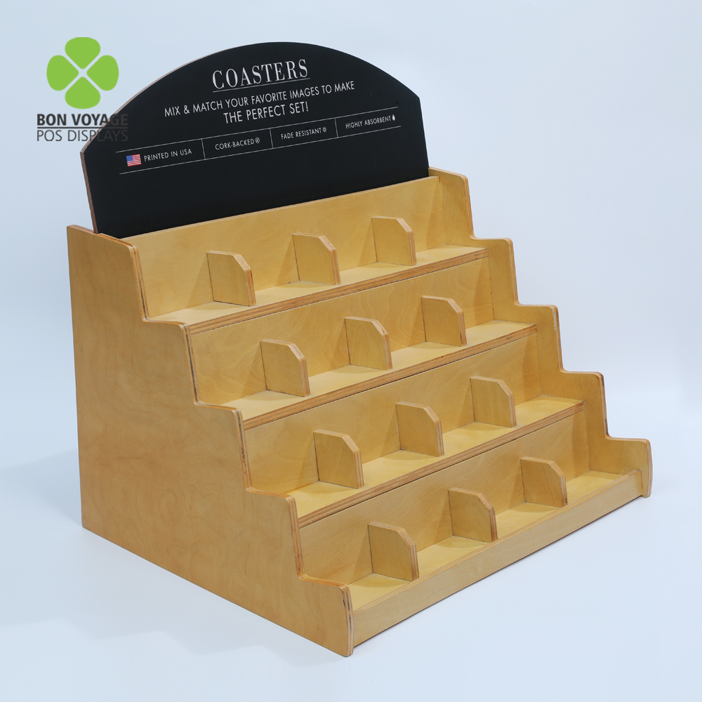 Custom Wood Countertop Poster Card Display Stand Coaster Display Stand