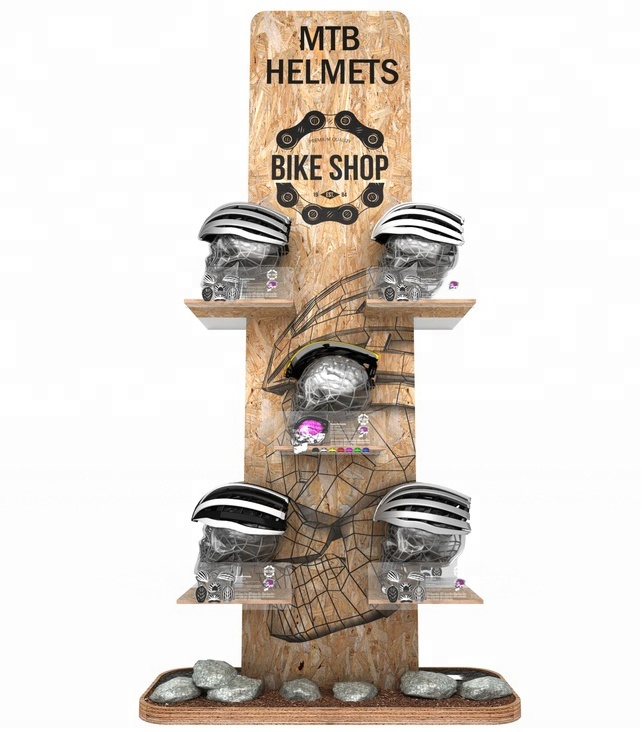 Strong Customized Motorcycle Helmets Display Stand On Floor Rotating ...