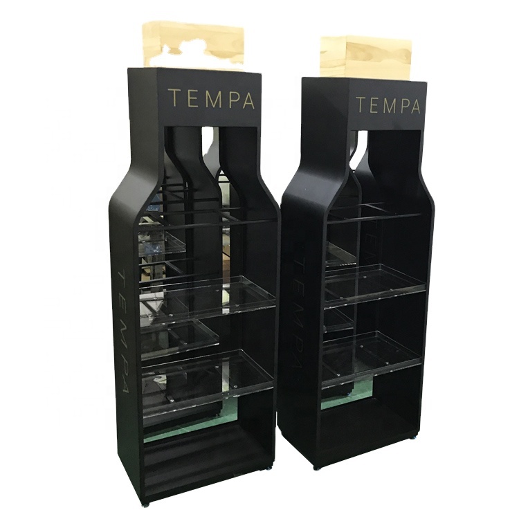 Metal Floor Standing Acrylic Water Bottles Display Shelves Beverage ...