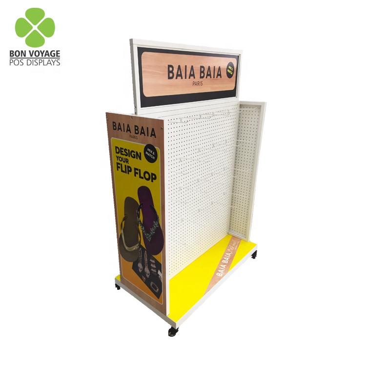 Customize Retail Double-sided Metal Hanging Pegboard Slipper Shoes ...