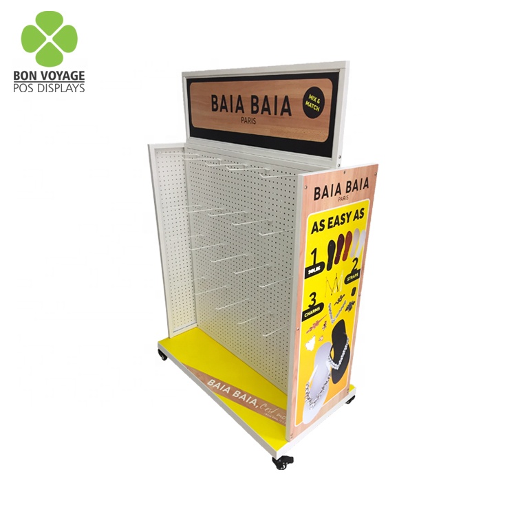 Customize Retail Double-sided Metal Hanging Pegboard Slipper Shoes ...