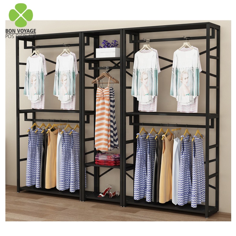Customized Clothing Store Display Stands Retail Metal Hanging Garment ...