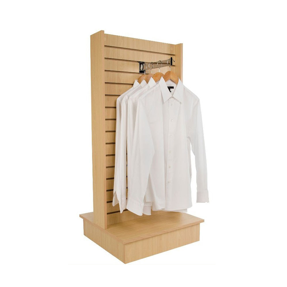 Double Sided Floor Standing Wooden Clothing Slatwall Display Stand