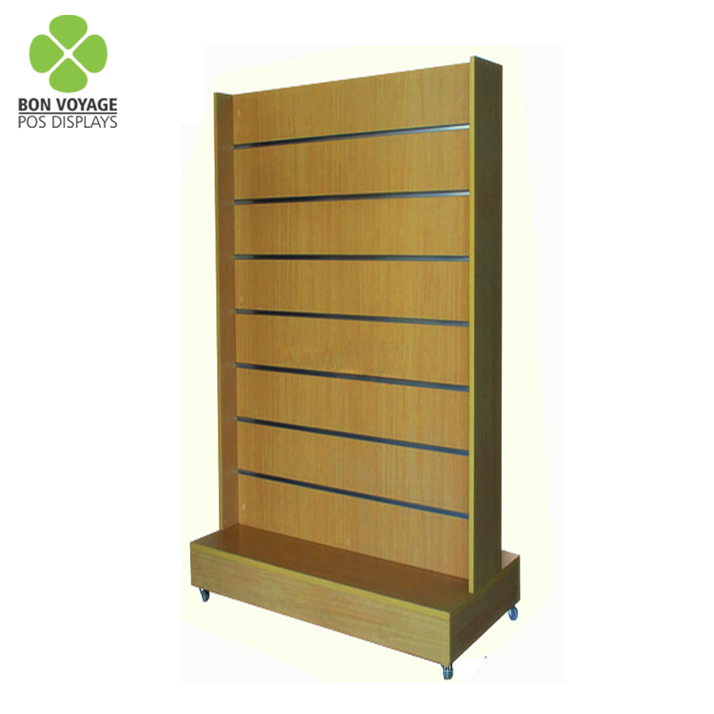 Double Sided Floor Standing Wooden Clothing Slatwall Display Stand