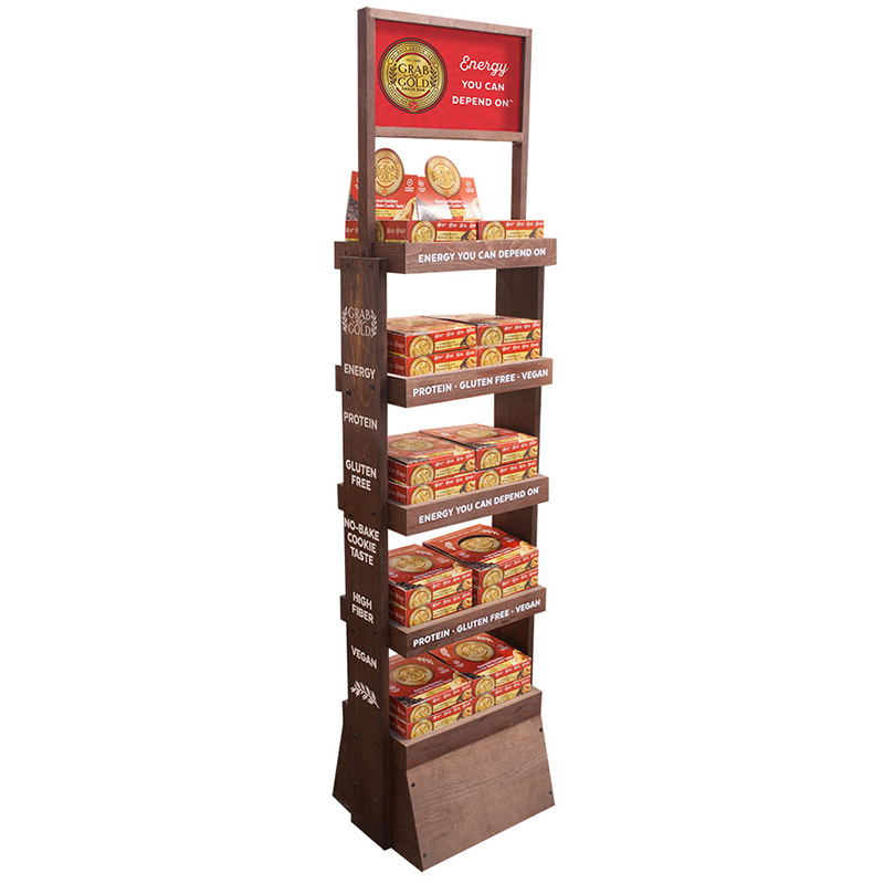 Cookies Wooden Floor Display Stand Biscuits Display Rack