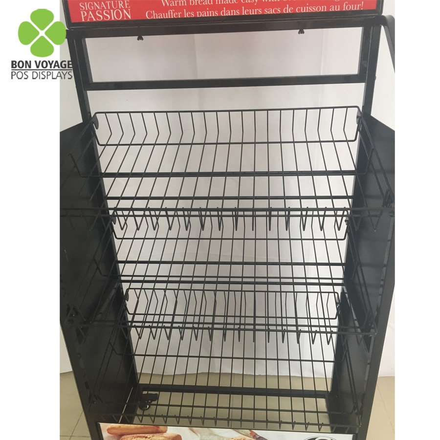 Metal Mesh Basket Shelf Bakery Removable Tiered Bread Wire Display Rack
