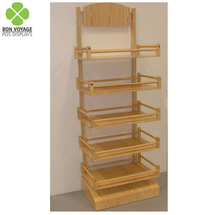 Supermarket Bakery Wood Food Cookies Floor Display Rack | Bon Voyage ...