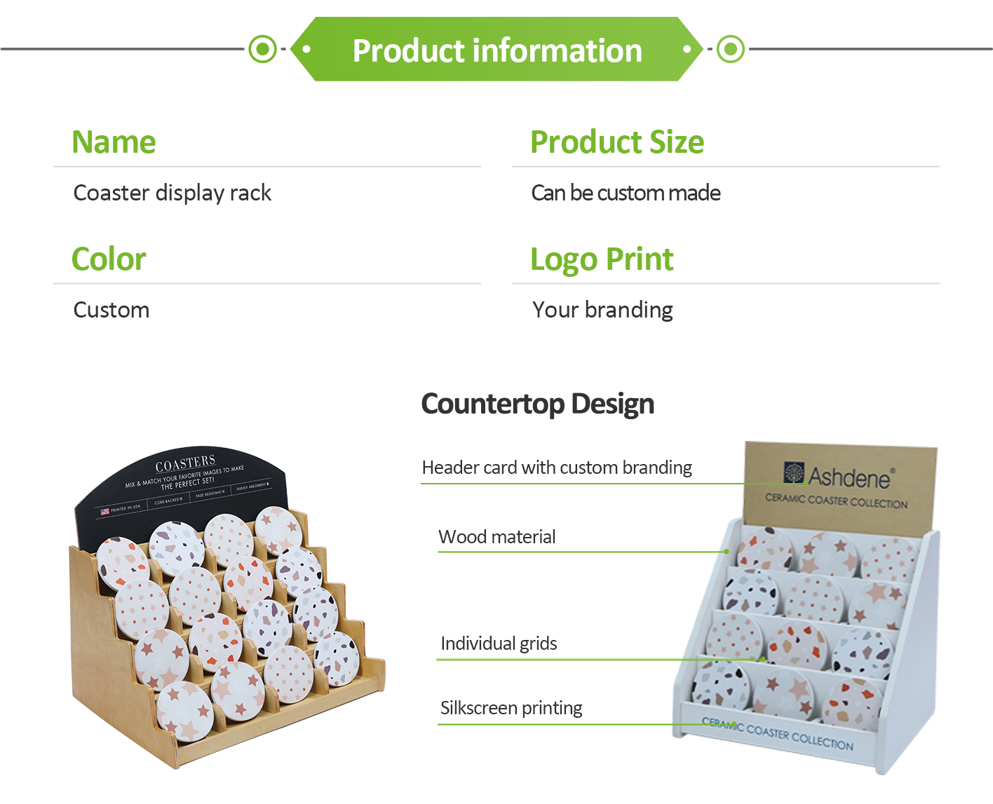 Custom Wood Countertop Poster Card Display Stand Coaster Display Stand