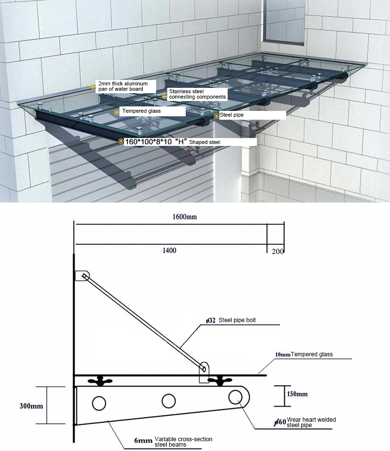 China Safety Exterior Glass Canopy - PRANCE