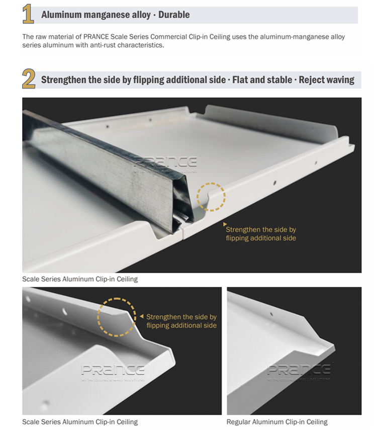 New Ceiling Design Scale Series Metal Clip-in Ceiling