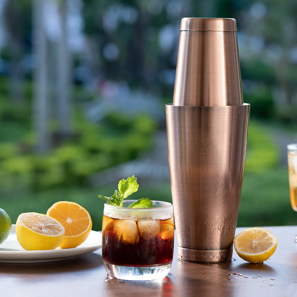 Customized Boston Cocktail Shaker with Etched Pattern