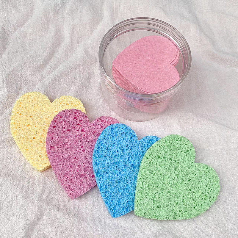 Yally Heart Shape Compressed Facial Sponge Cleaning Expanding Sponge ...