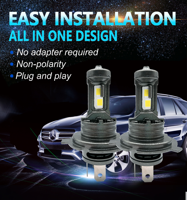 H4 LED Car Headlight Bulb With All-in-one Design | HAOXUNDA
