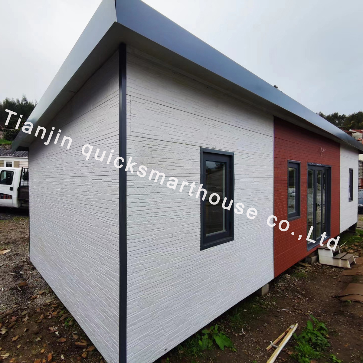 Luxury Fiberglass Sandwich Panel Bamboo Prefabricated Homes Steel Frame ...