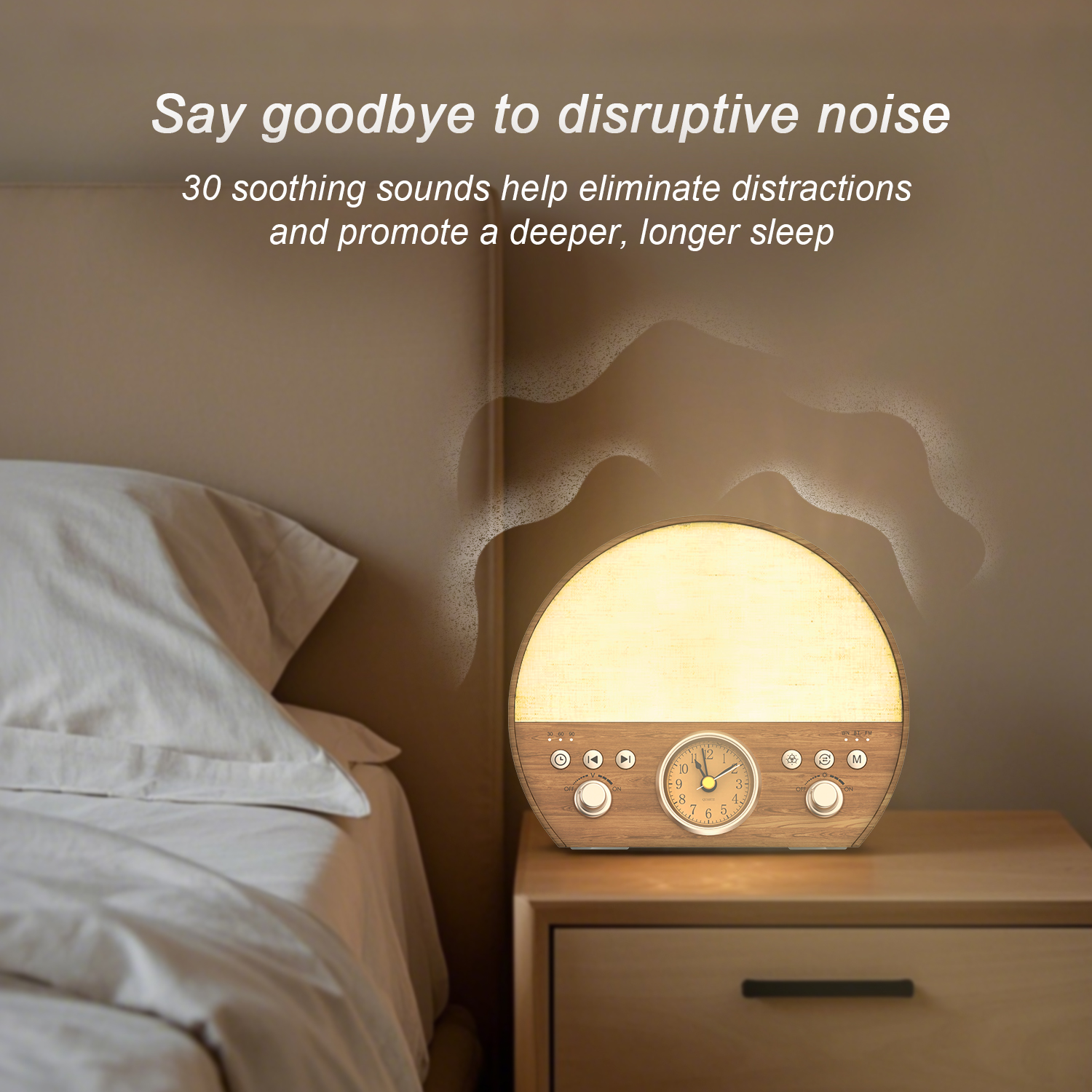 Hi-FiD White Noise Machine with FM Radio Wake Up Light BT Speaker HFD ...