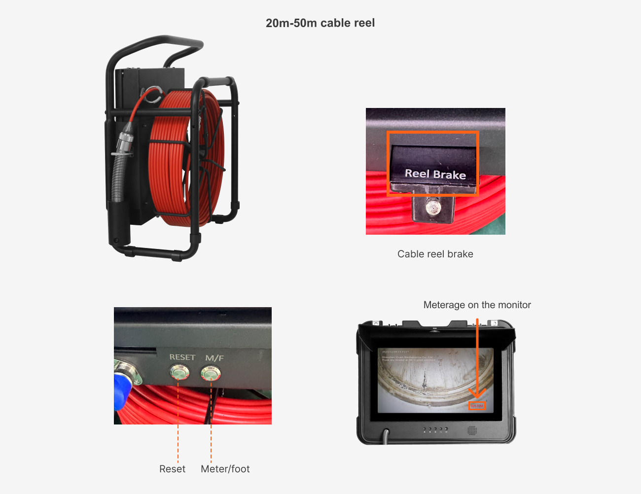 13inch 33mm AHD Pan Tilt Rotation Sewer Drain Pipe Camera with Manual ...