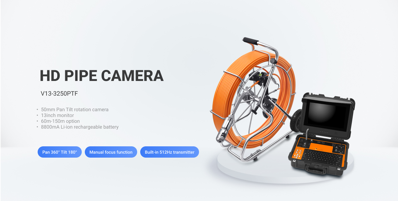 Dia.50mm Pan Tilt AHD Pipe Camera System_V13-3250PTF