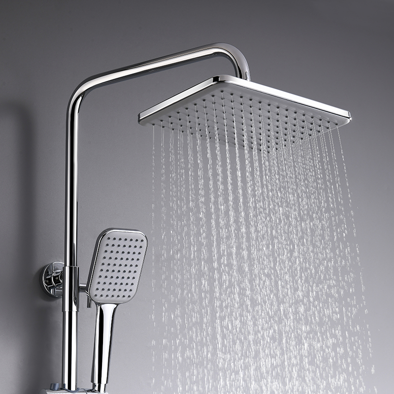 Elegant Chrome Thermostatic Exposed Pipe Shower System with 8" Rain ...