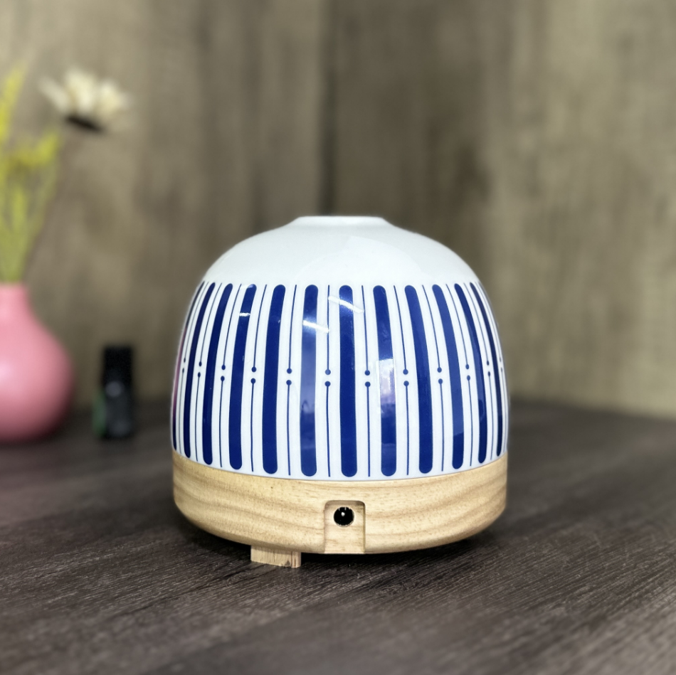 Fragrance Ultrasonic Stone Electric Diffuser Real Wood Base Printed ...