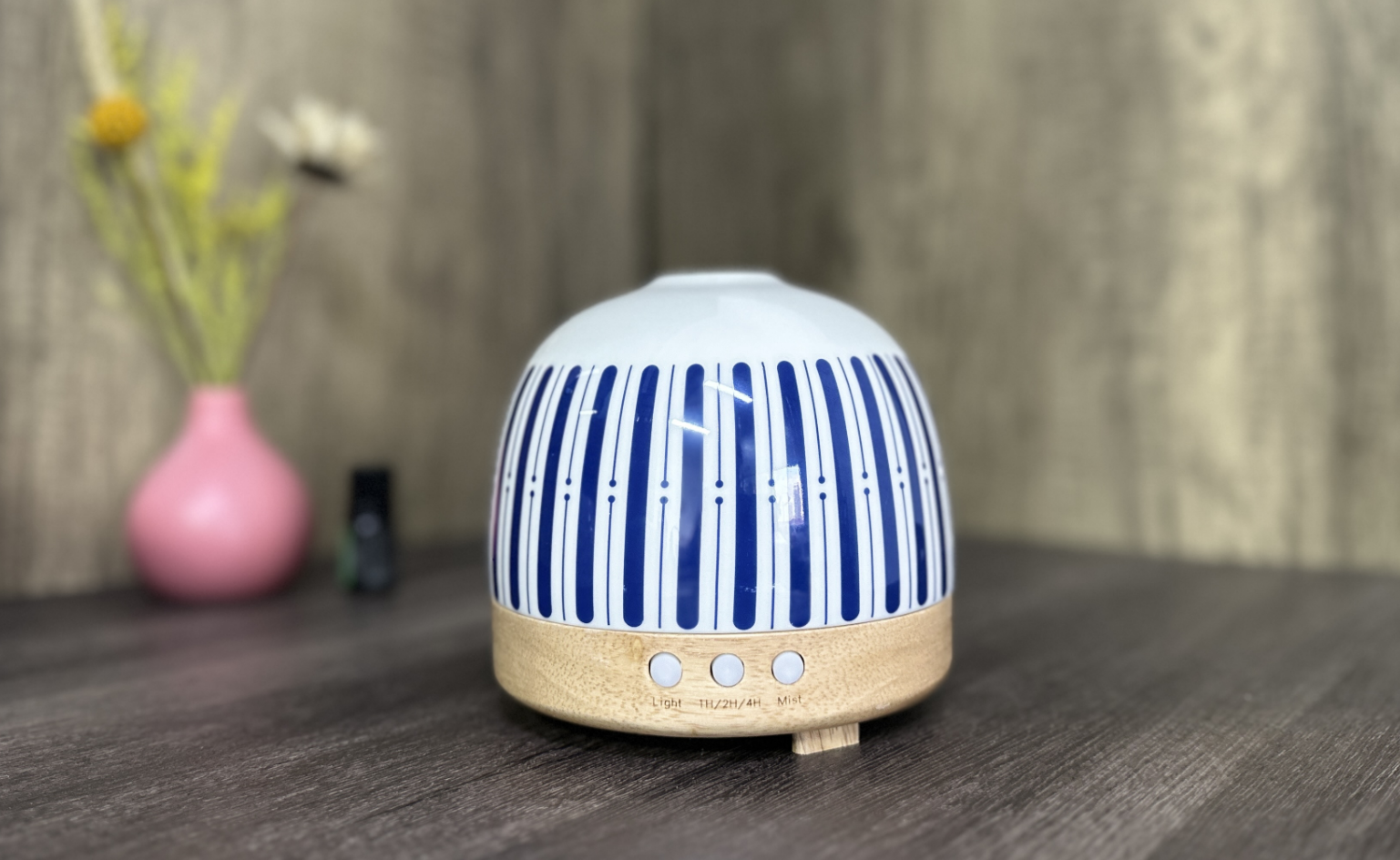 Fragrance Ultrasonic Stone Electric Diffuser Real Wood Base Printed ...