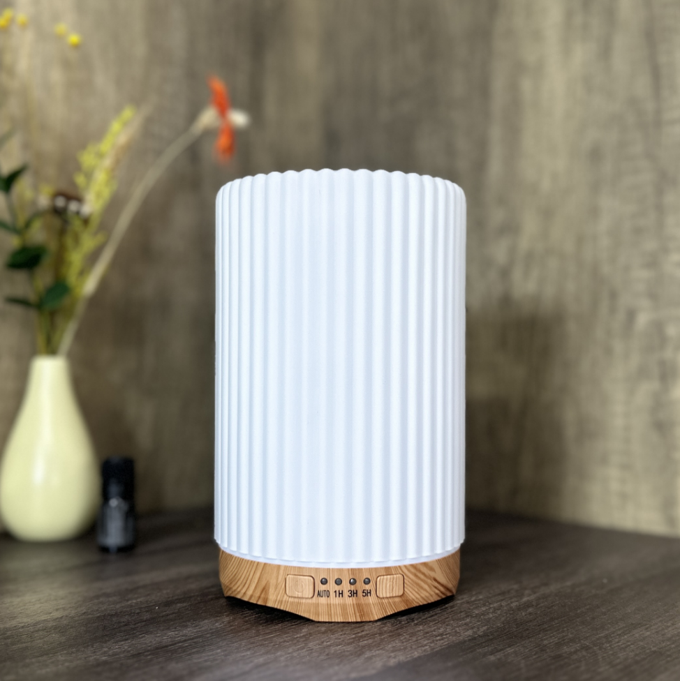 Essential Oil Wood Grain 250ml Aroma Glass Diffuser 7 Colors Changeable ...