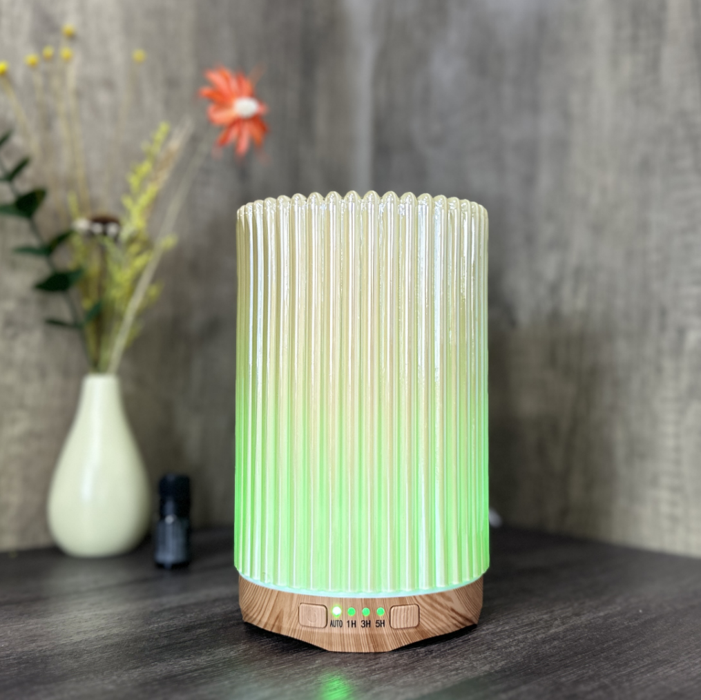 Glass Bamboo Essential Oil Aromatherapy Diffuser With Led Light Sqz