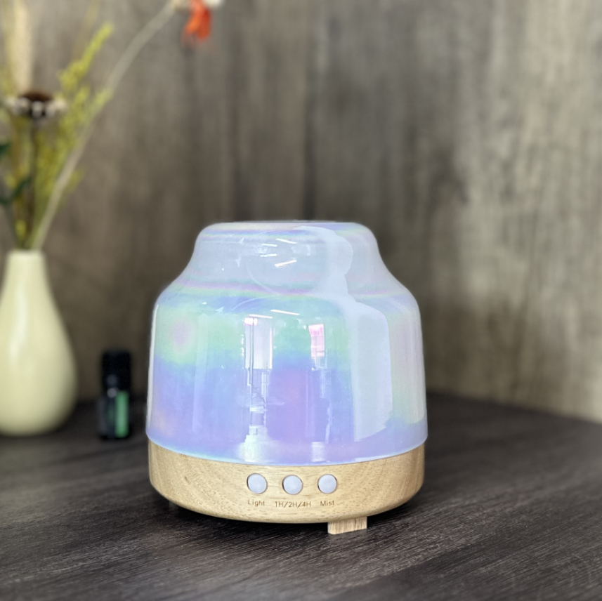 Shiny Wooden Base Mouth-blown Glass Aromatherapy Diffuser Essential Oil ...