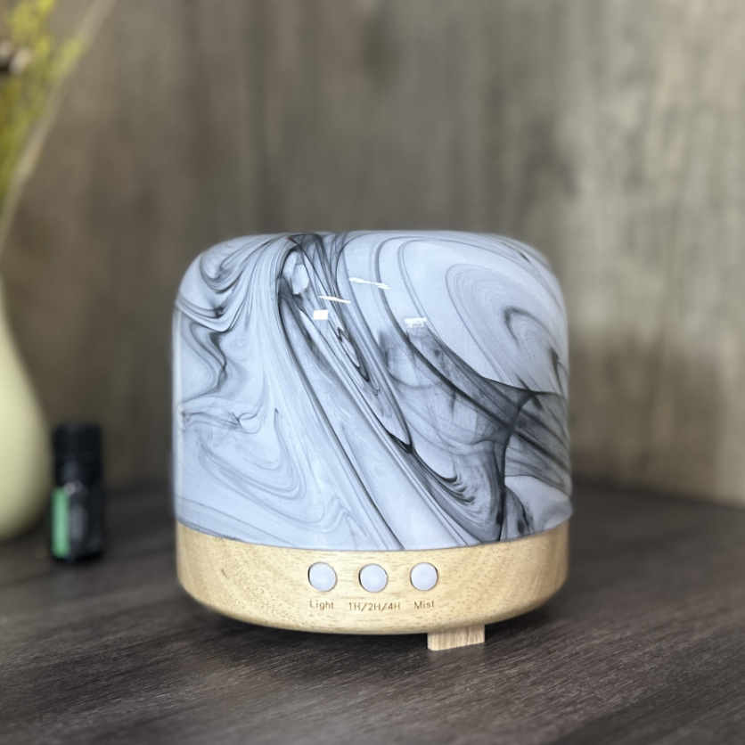 Random Black Lines Wooden Base Glass Essential Oil Diffusers Home ...